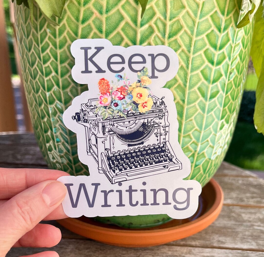 Keep Writing Vintage Typewriter Glossy Vinyl Sticker, Writing Sticker ...