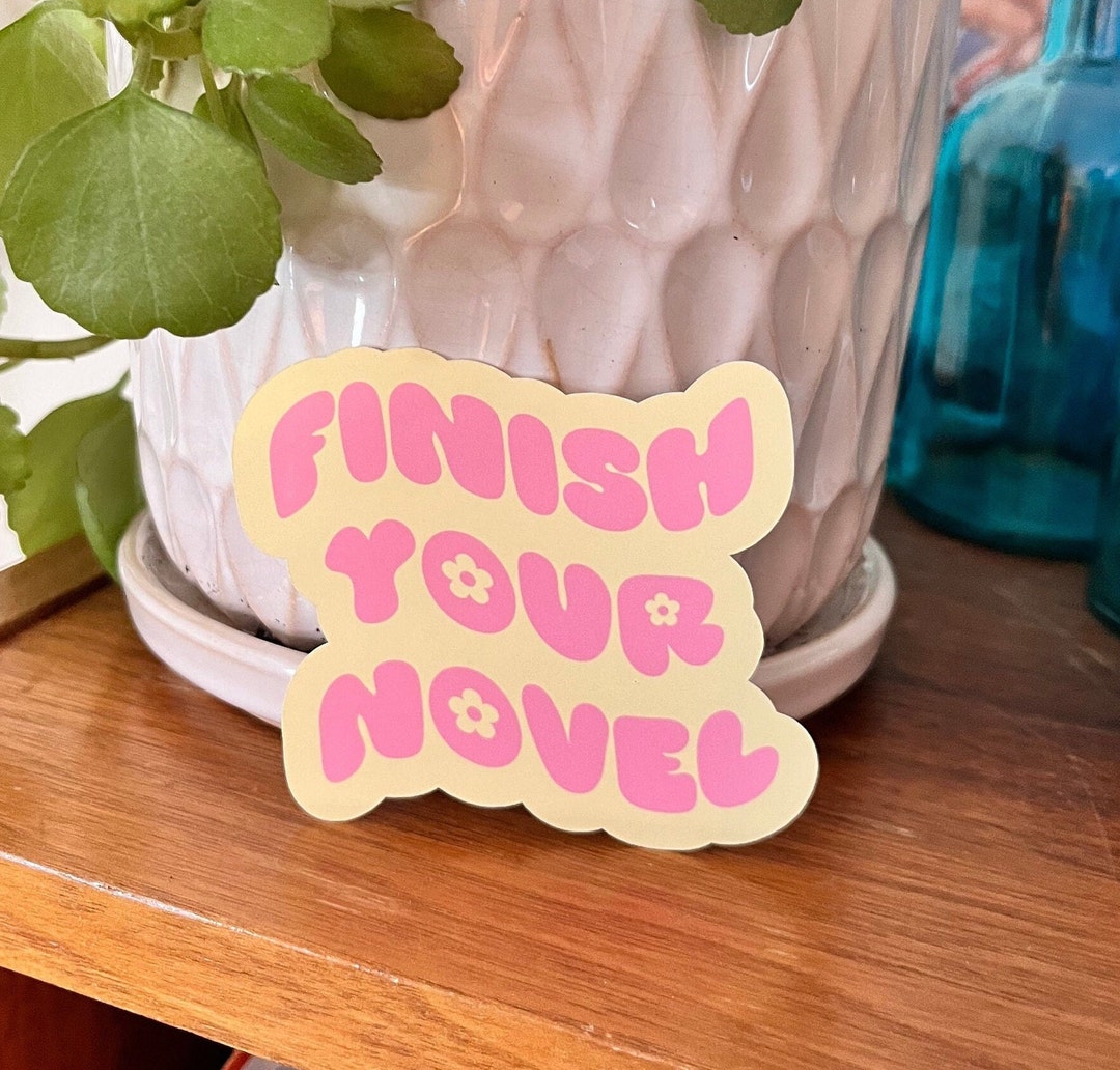 Finish Your Novel Groovy Flower Glossy Vinyl Sticker, Writing Sticker ...