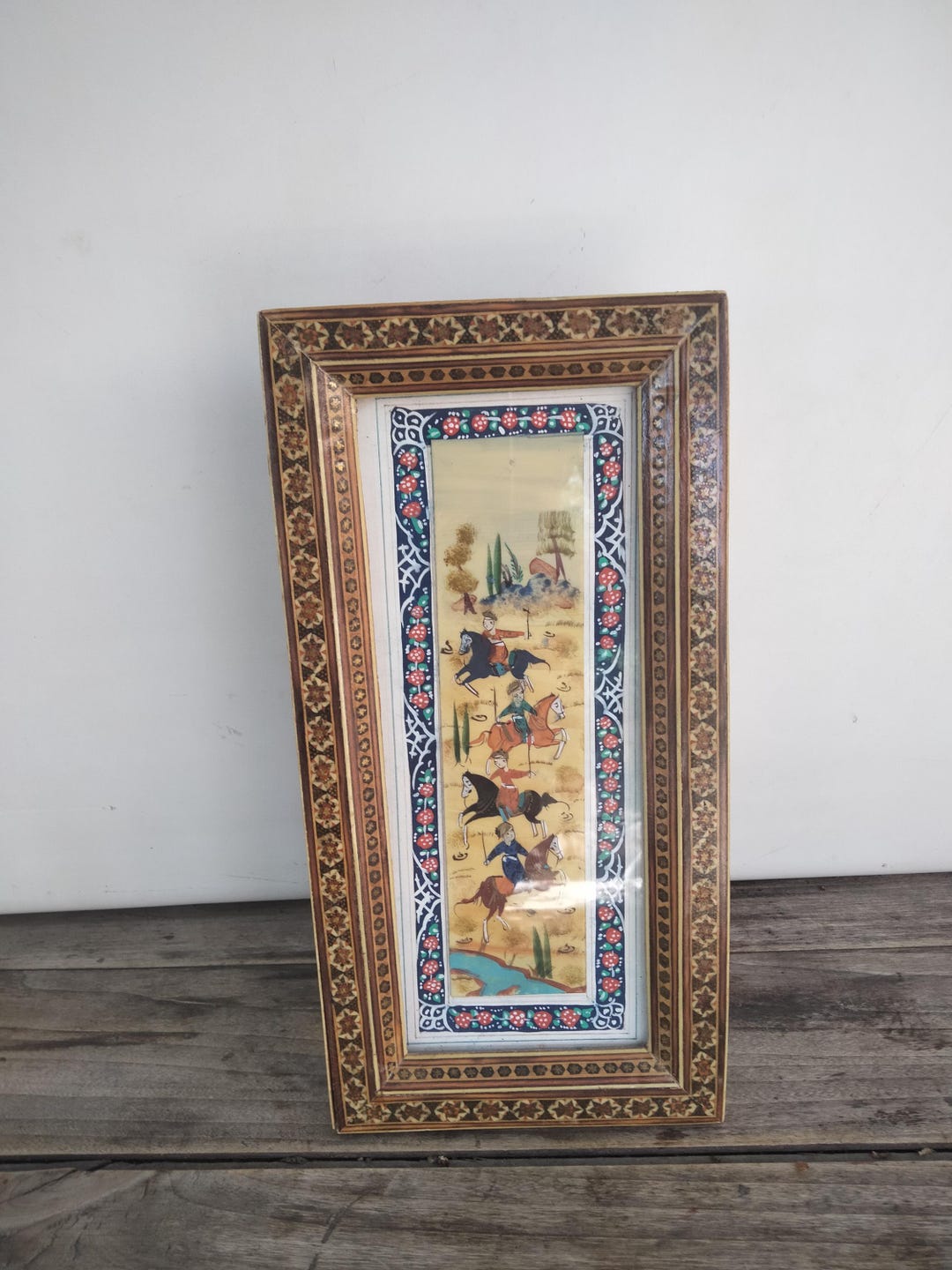 Antique Vintage Rice Paper Painting With Medieval Oriental Warriors ...