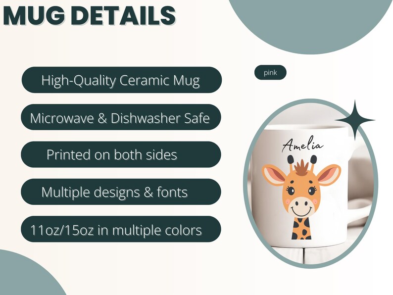 Personalized Giraffe Mug Giraffe Gift Custom Name Animal Coffee Cup ...