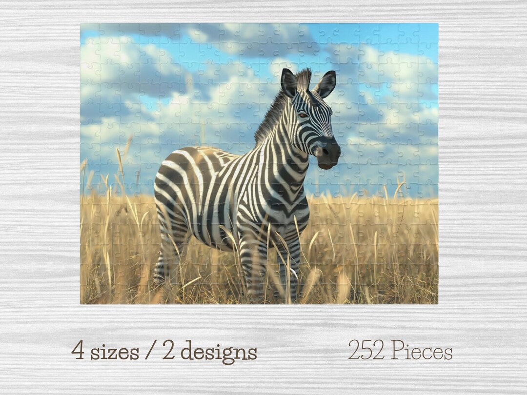 Zebra Jigsaw Puzzle Zebra Gift for Animal Lover Multiple Sizes Family ...