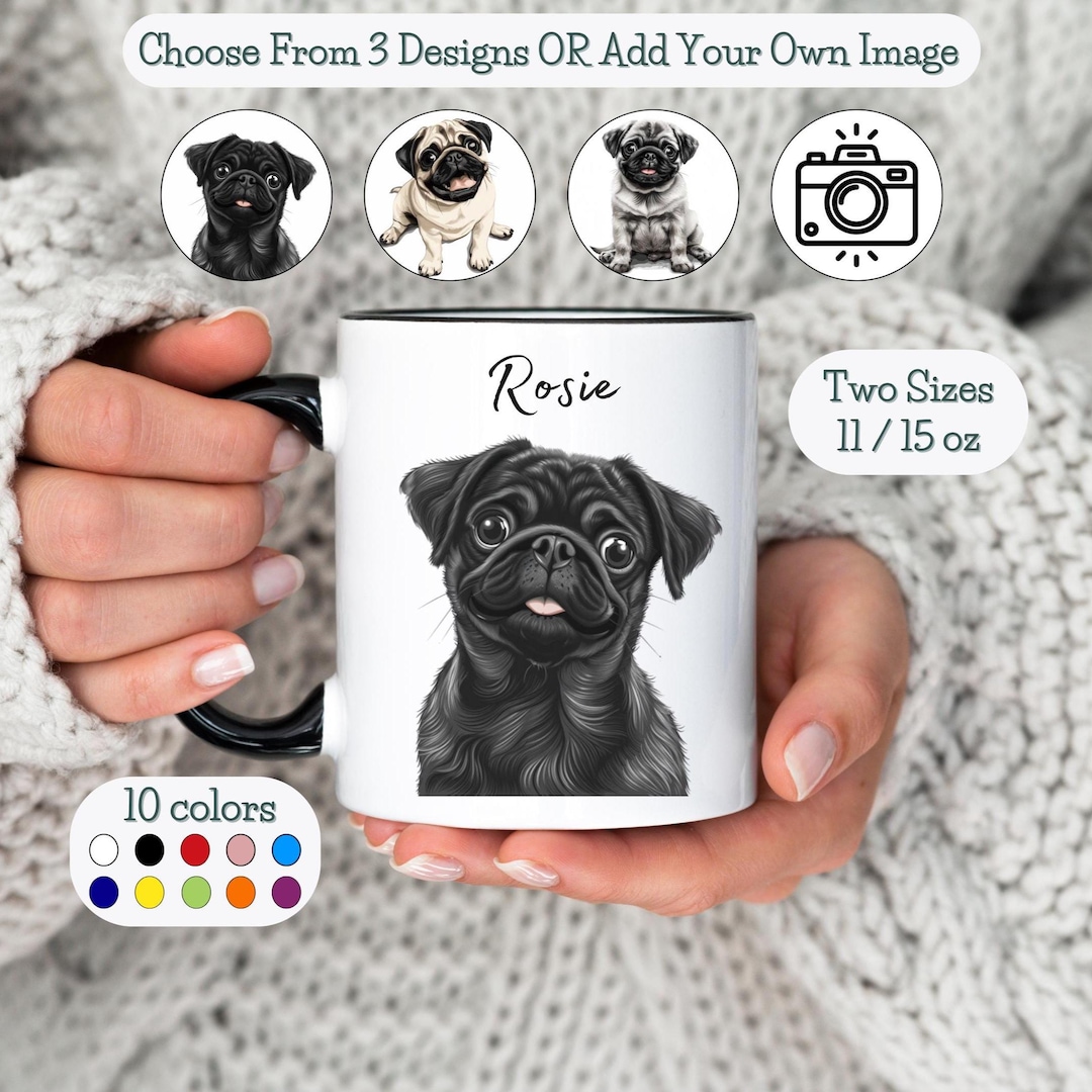 Personalized Pug Mug Customized Pug Gift Custom Pet Parent Gift for Dog ...
