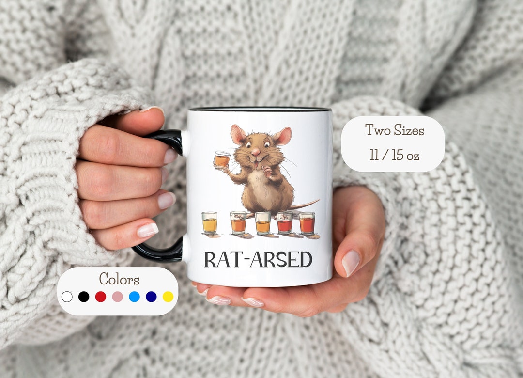 Funny Rat Arsed Drinking Mug Cartoon Mouse Novelty Coffee Cup Gift for ...
