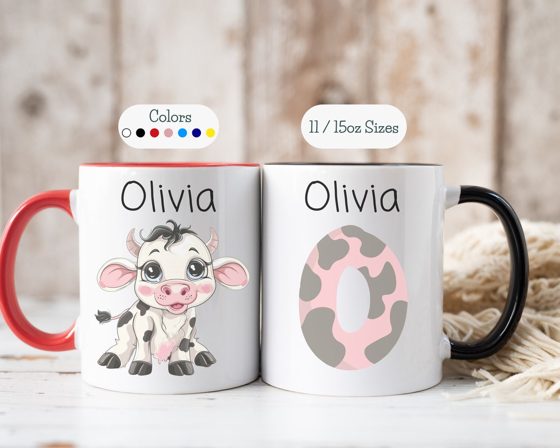 Personalized Cow Mug Cow Print Gift Custom Name Gift for Friend ...