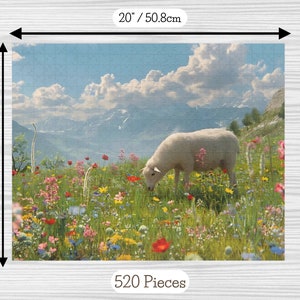 Sheep Jigsaw Puzzle Animal Puzzle Landscape 110 252 520 1014 Pieces Gift for Puzzle Fan Animal ...