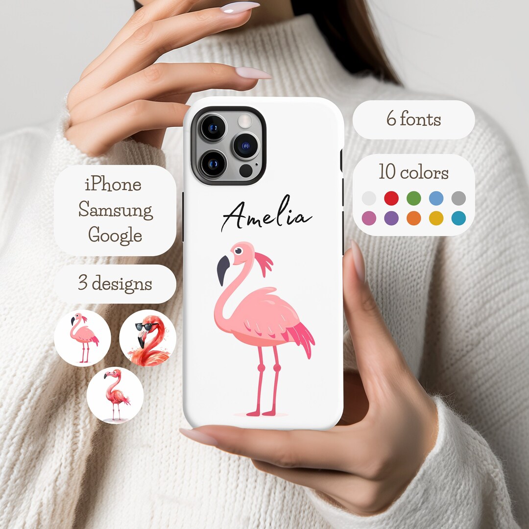Personalized Flamingo Phone Case Flamingo Gift Custom Name Gift Animal ...