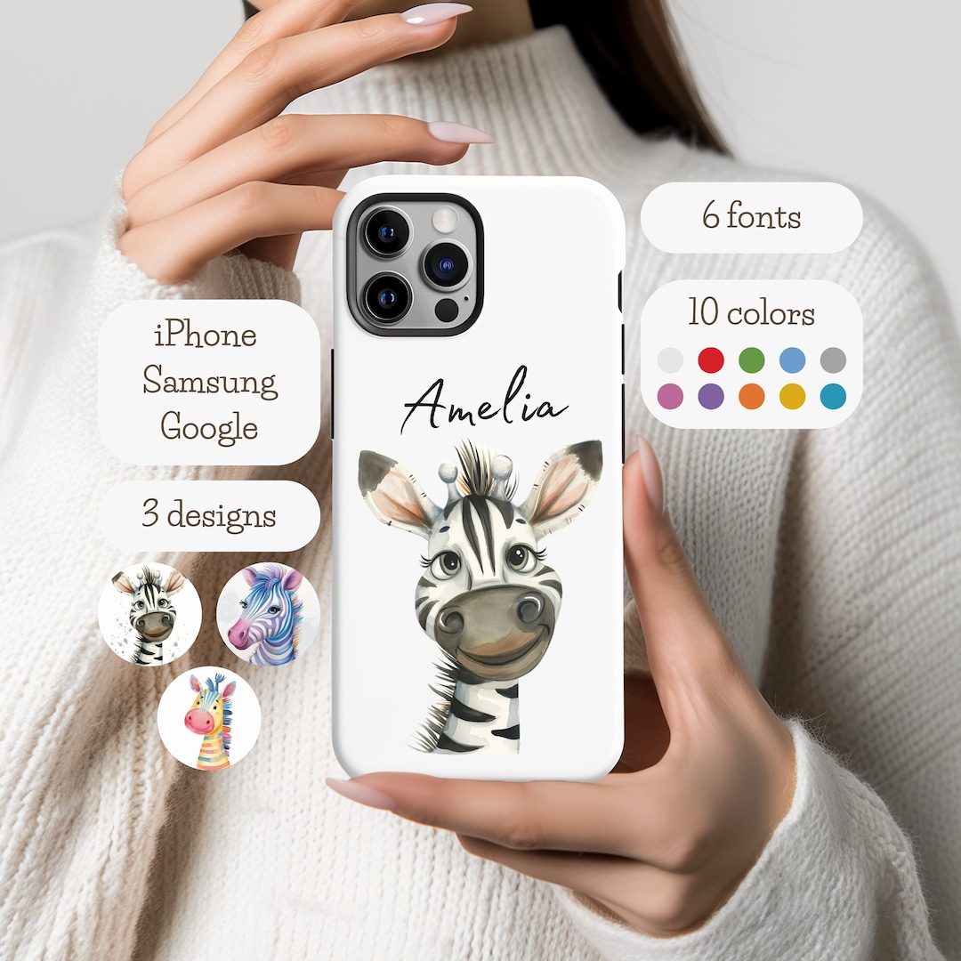 Personalized Zebra Phone Case Zebra Gift Custom Name Gift Animal Case ...