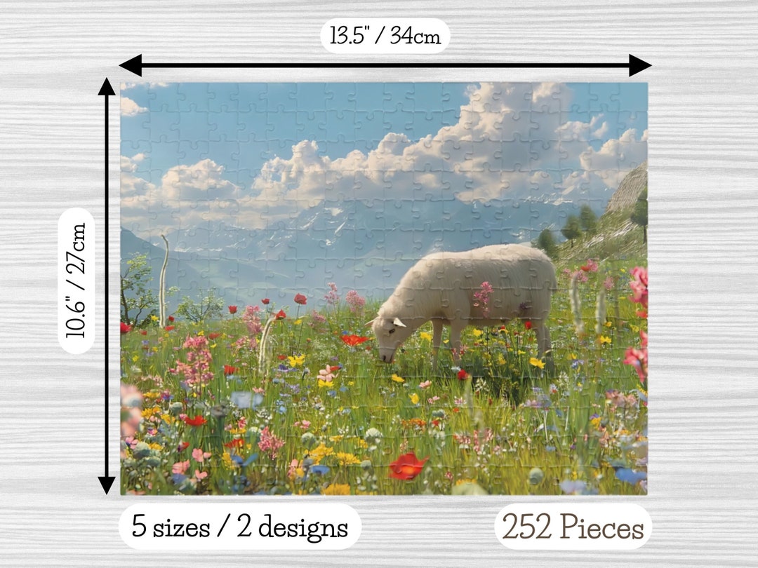 Sheep Jigsaw Puzzle Animal Puzzle Landscape 110 252 520 1014 Pieces Gift for Puzzle Fan Animal ...