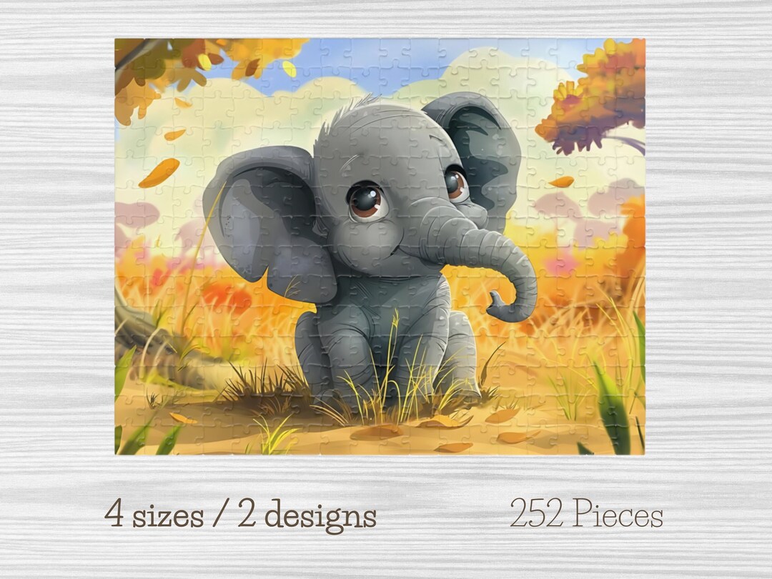 Cartoon Elephant Puzzle Animal Puzzle Landscape 110 252 520 1014 Pieces ...