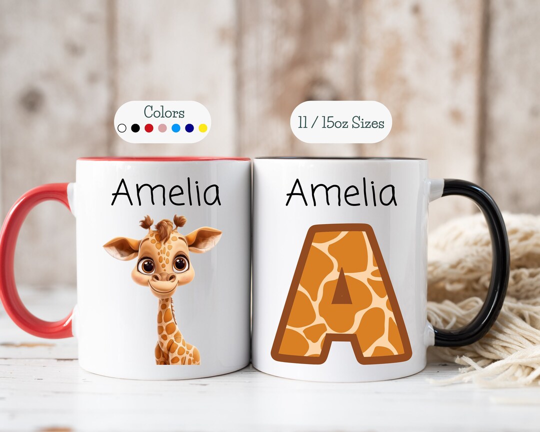 Personalized Mug Giraffe Print Gift Custom Name Gift for Friend ...