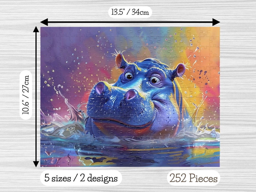 Cartoon Hippo Puzzle Animal Puzzle Landscape 110 252 520 1014 Pieces ...