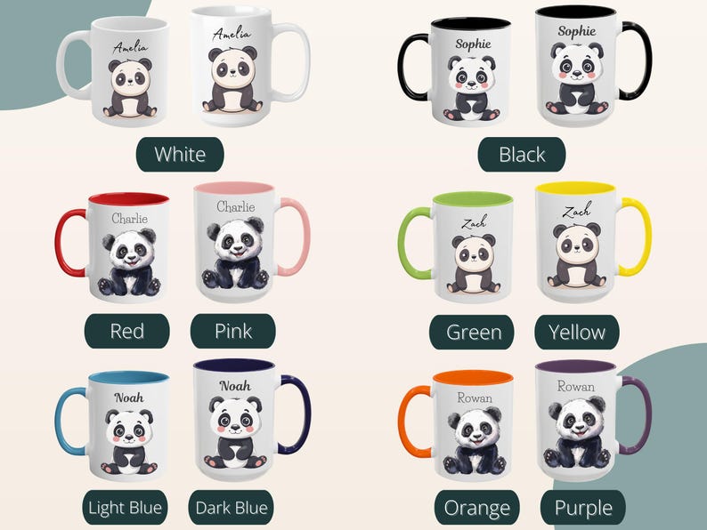 Personalized Panda Mug Panda Gift Custom Name Coffee Cup Customizable ...