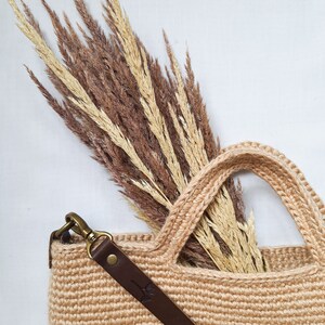 Organic Hemp Bag With a Leather Strap Natural Fiber Bag Jute Bag Hemp ...