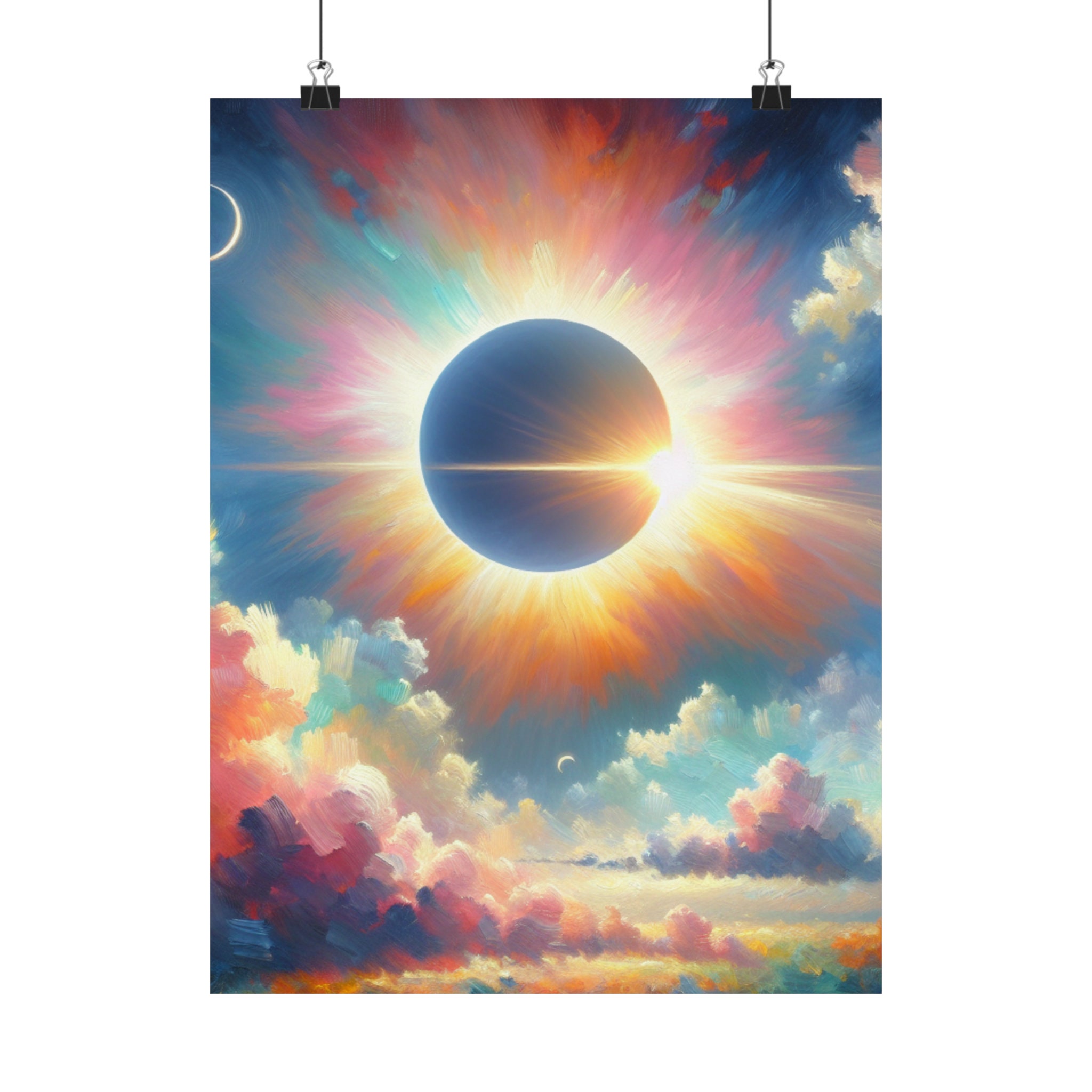 Solar Eclipse Wall Art Print in Pastel - Celestial Elegance for Your ...