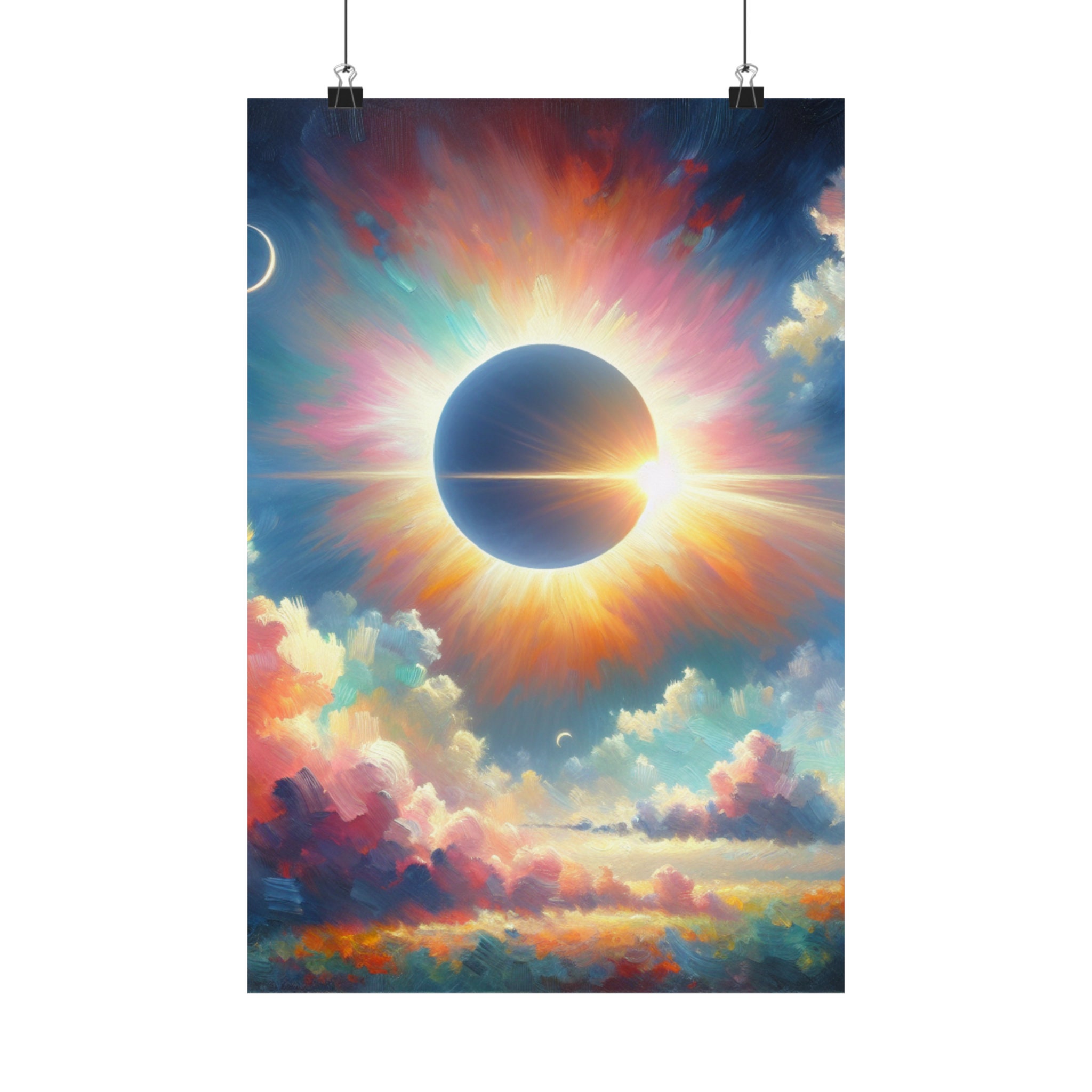 Solar Eclipse Wall Art Print in Pastel - Celestial Elegance for Your ...