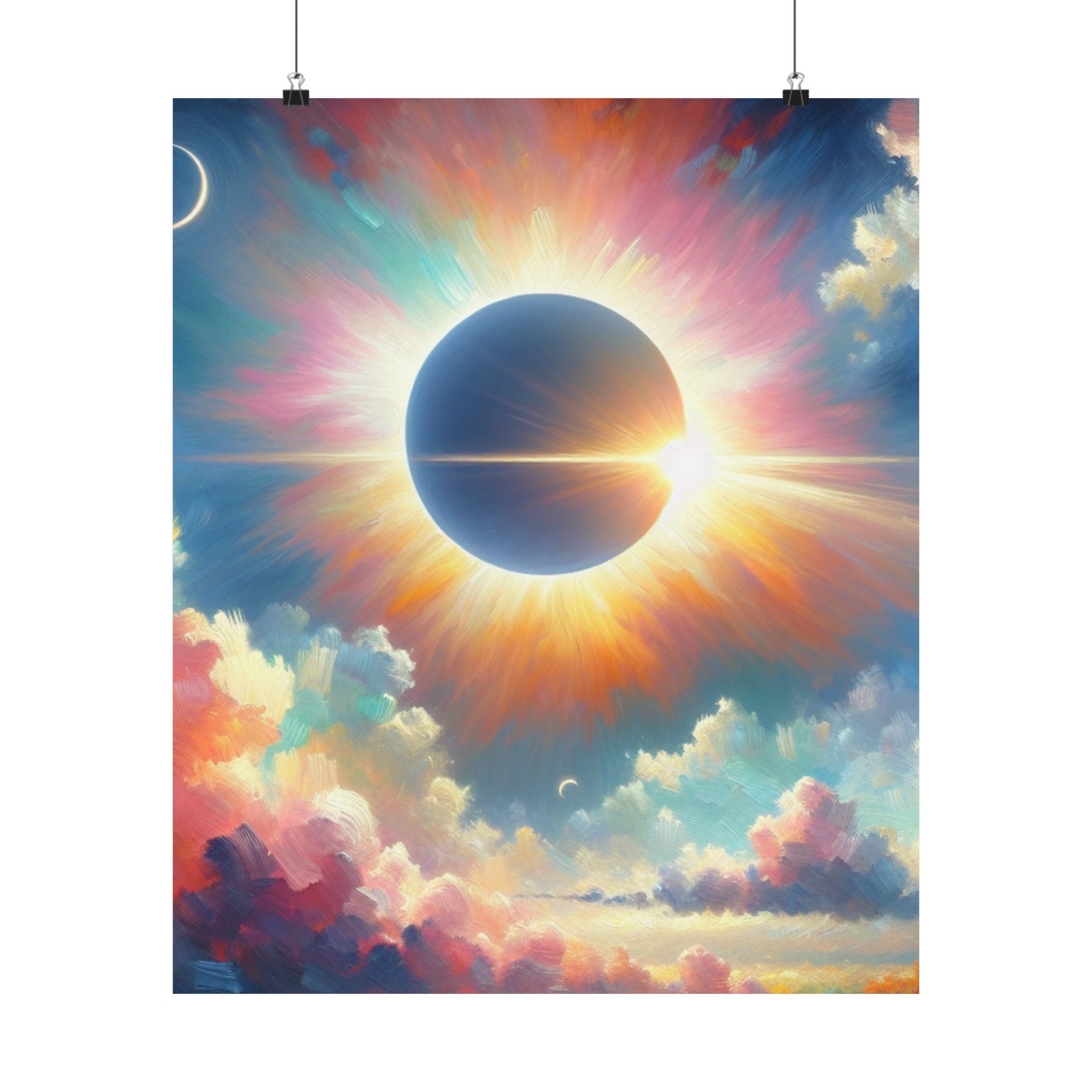 Solar Eclipse Wall Art Print in Pastel Celestial Elegance for Your Home - Etsy