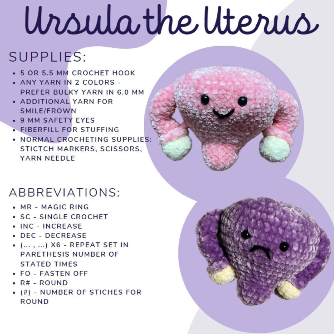 Ursula the Uterus, Crochet PATTERN, Amigurumi Tutorial PDF in English ...