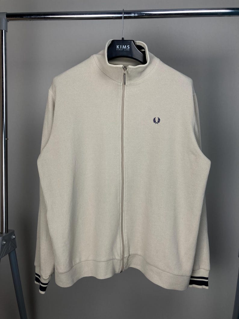 Fred Perry Zip up Waffle Beige Sweater • English Causal Wear Zipper ...