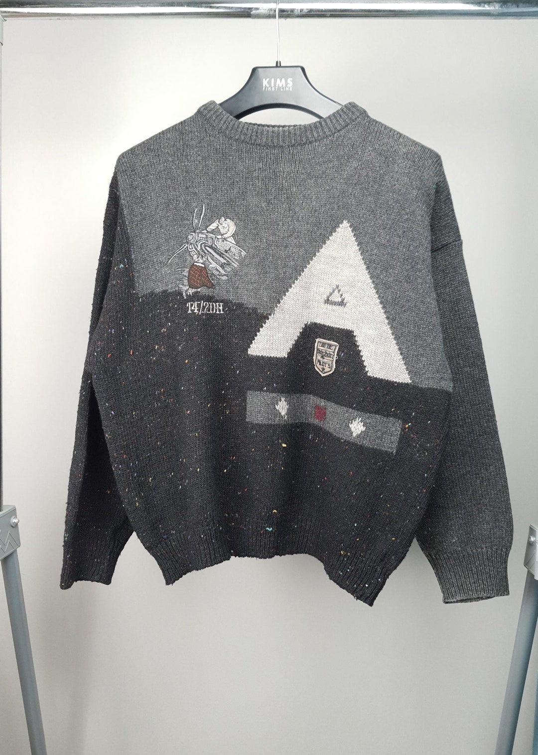 RARE Usa Vintage Aviator Embroidery Heavy Knit Crewneck Sweater Made in ...