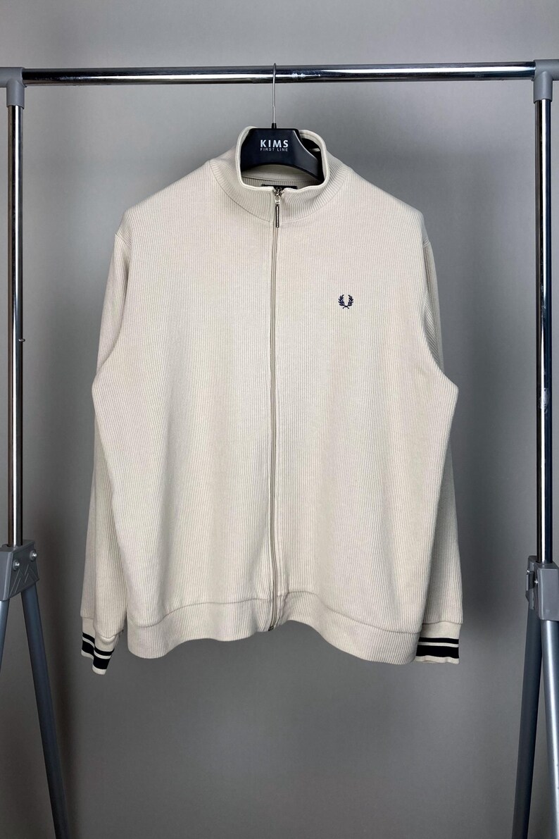 Fred Perry Zip up Waffle Beige Sweater • English Causal Wear Zipper ...