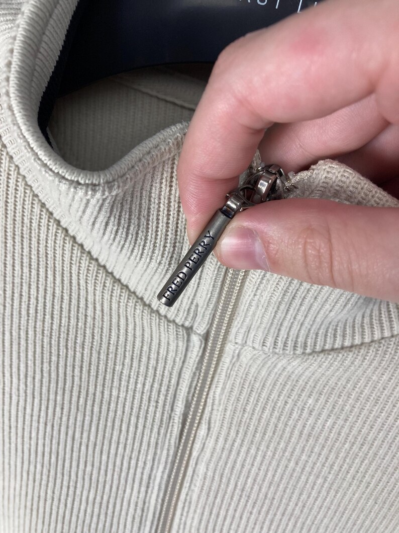 Fred Perry Zip up Waffle Beige Sweater • English Causal Wear Zipper ...