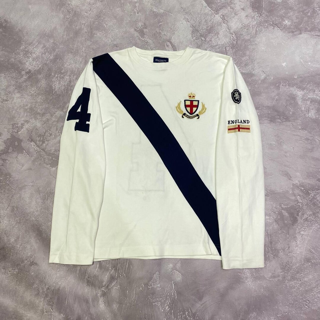 Luxury Desinber Hackett England Team Number 4 Long Sleeve White ...