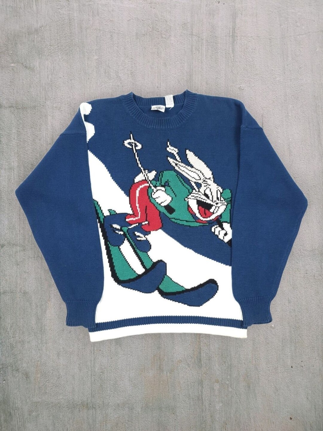 Vintage 1993 Bugs Bunny Ski Surfing Knited Crewneck Sweater - Etsy