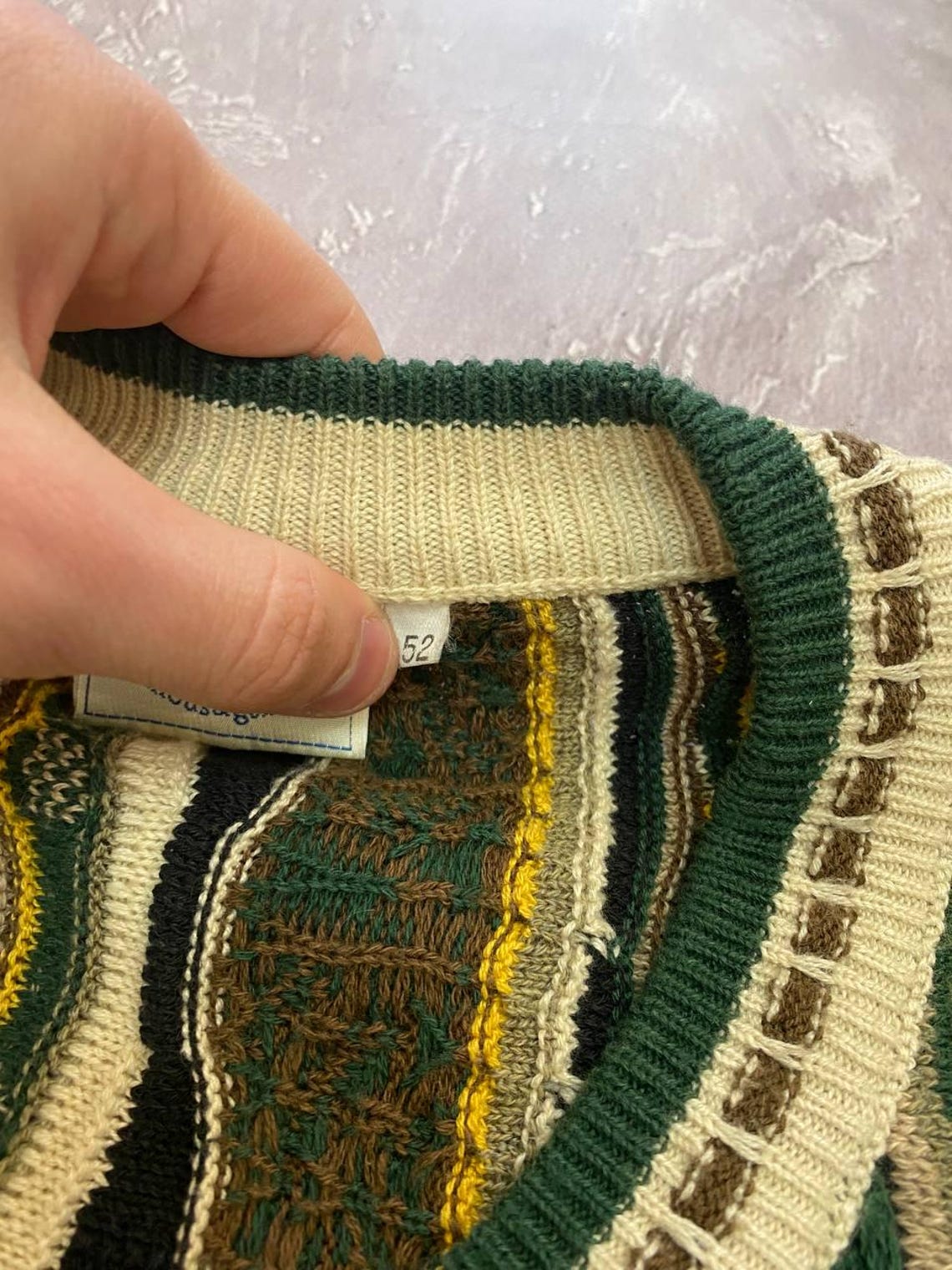 RARE Vintage Tundra Sweater Coogi Style Retro USA Cabel Knit Knitwear V ...