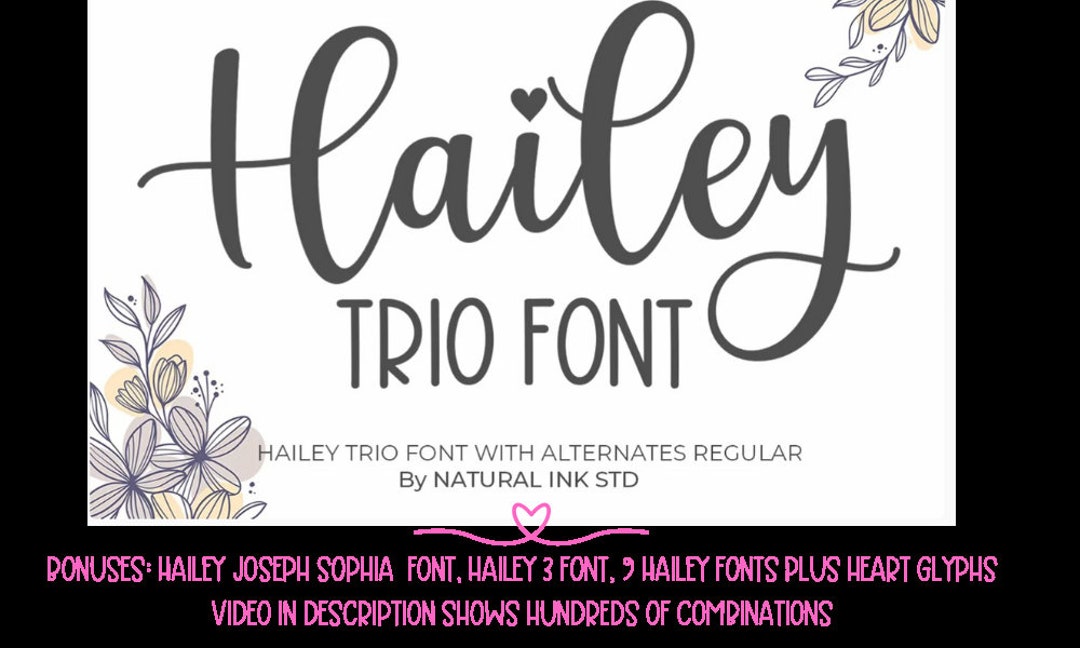 Hailey Calligraphy Font Trio Handlettered Font Bundle Font Bundle ...