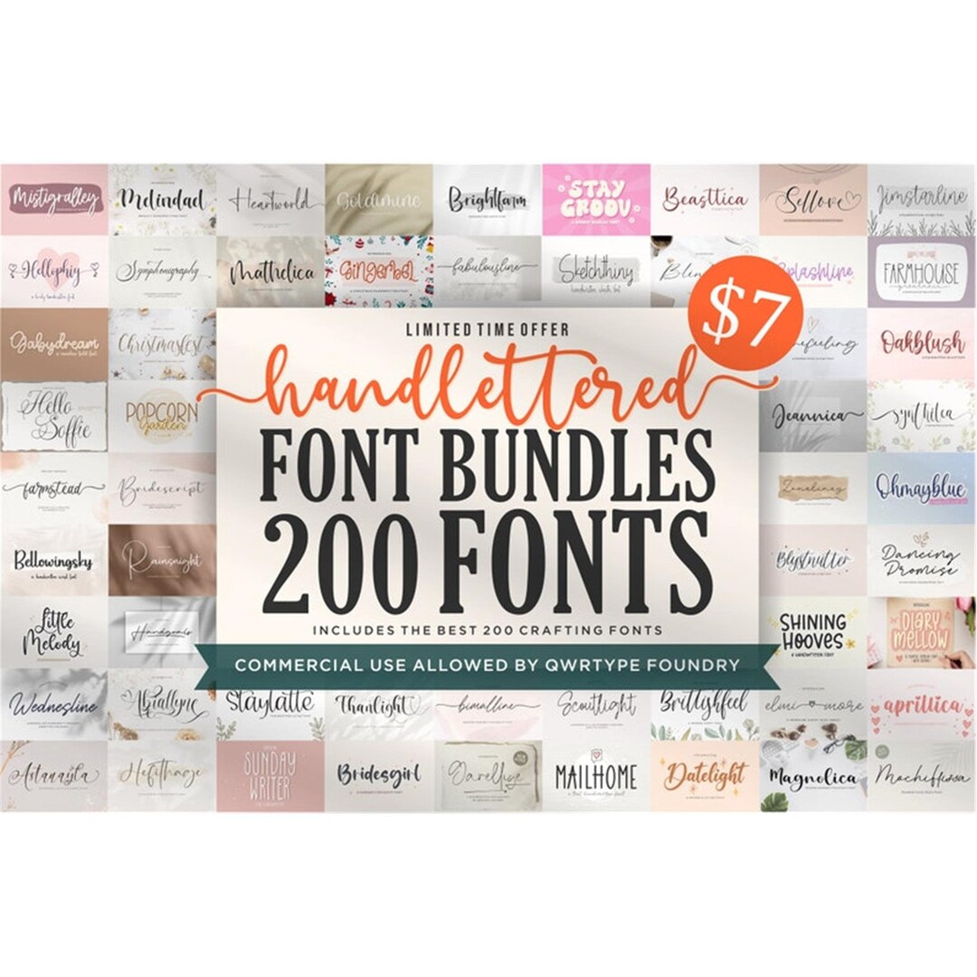 Handlettered Font Bundle Font Bundle, Handwritten Font, Calligraphy ...