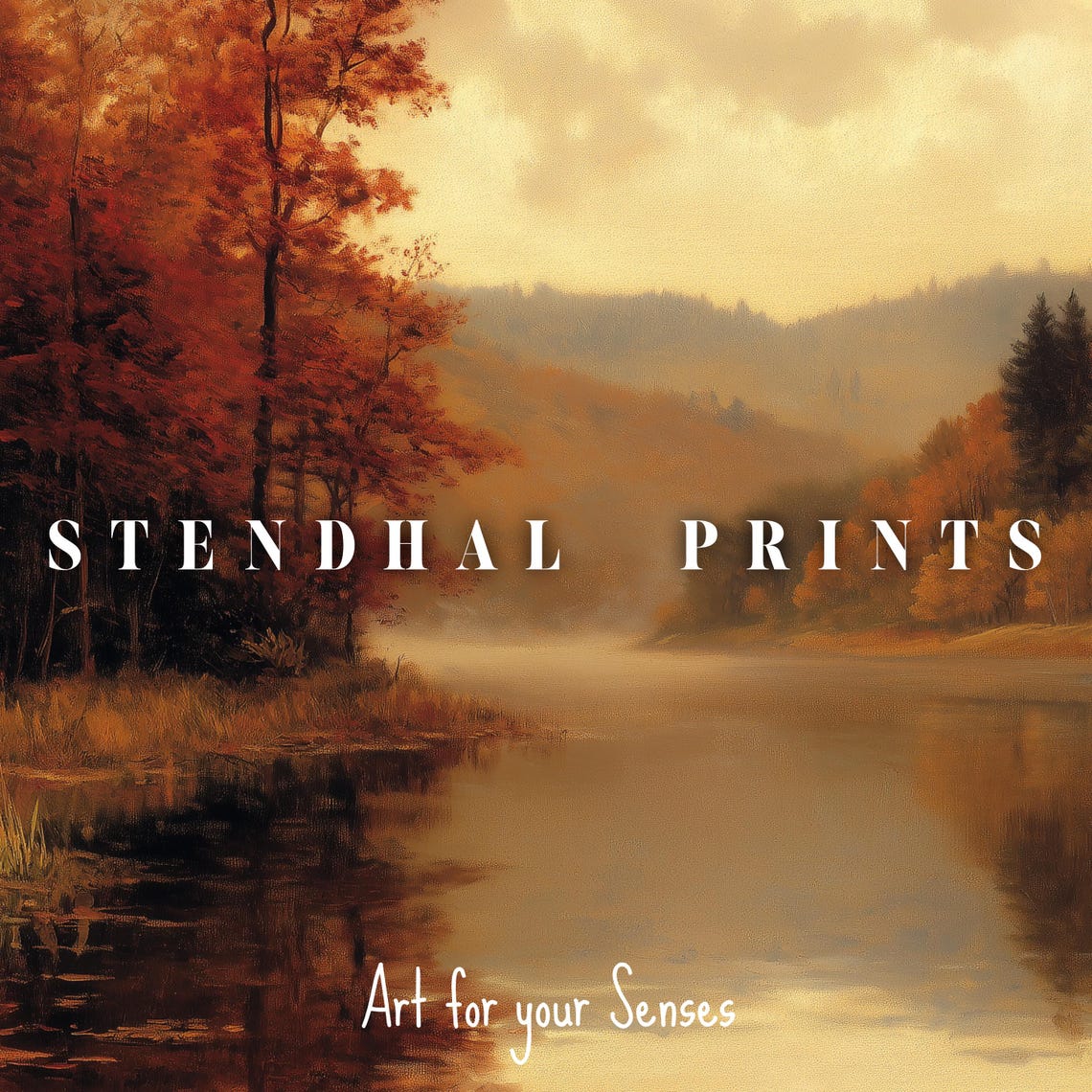 Golden Landscape Wall Art | "golden River" Nature Digital Painting ...