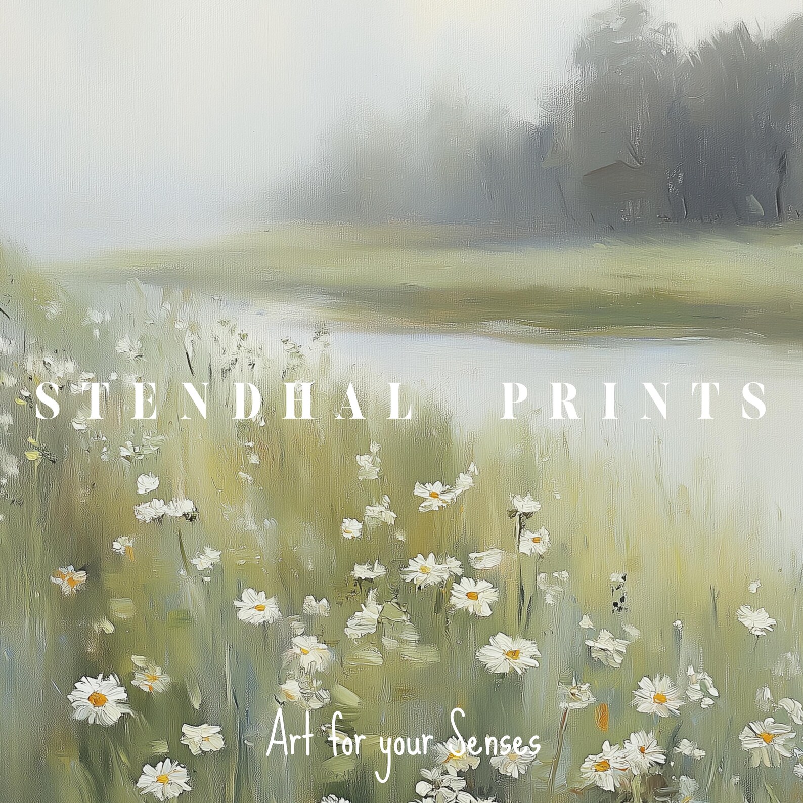 Soft Pastel Countryside Wall Art | "foggy Landscape" Serene Daisy Field ...
