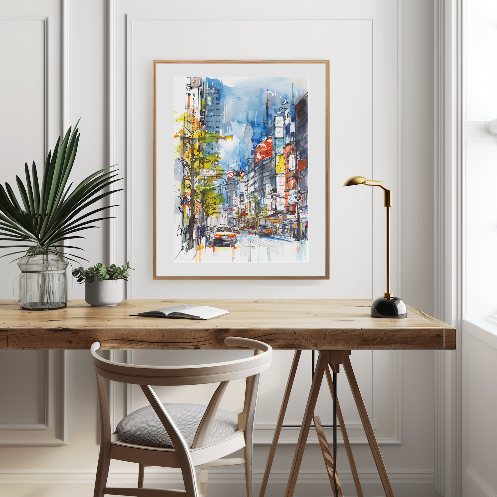 City Life Art "urban Daylight Watercolor" Print | Bustling City Life ...