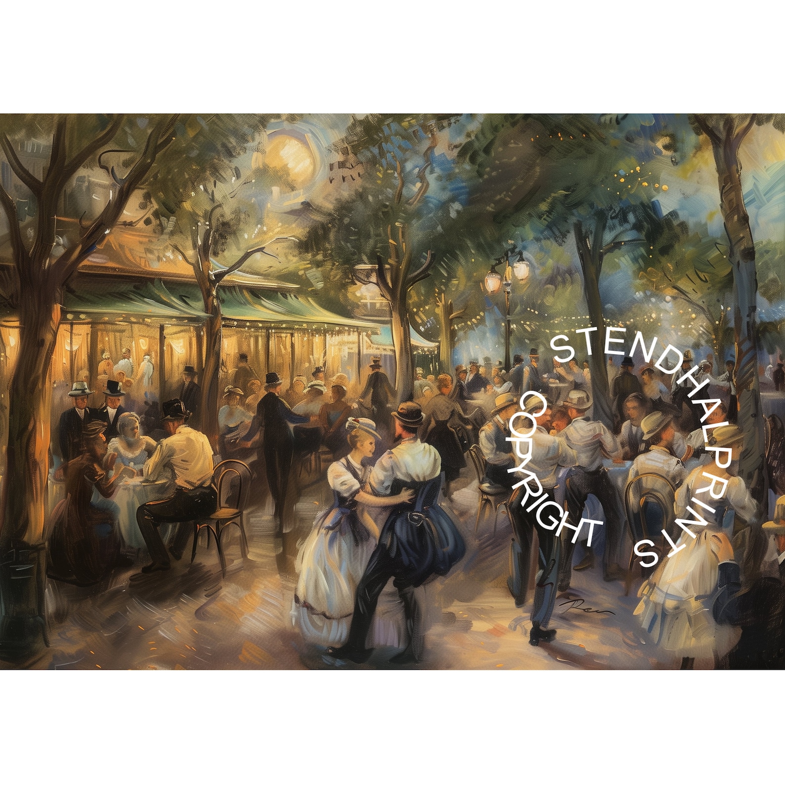 Vintage Dance Hall Print "viennese Nocturne" Elegant Evening Waltz Art ...