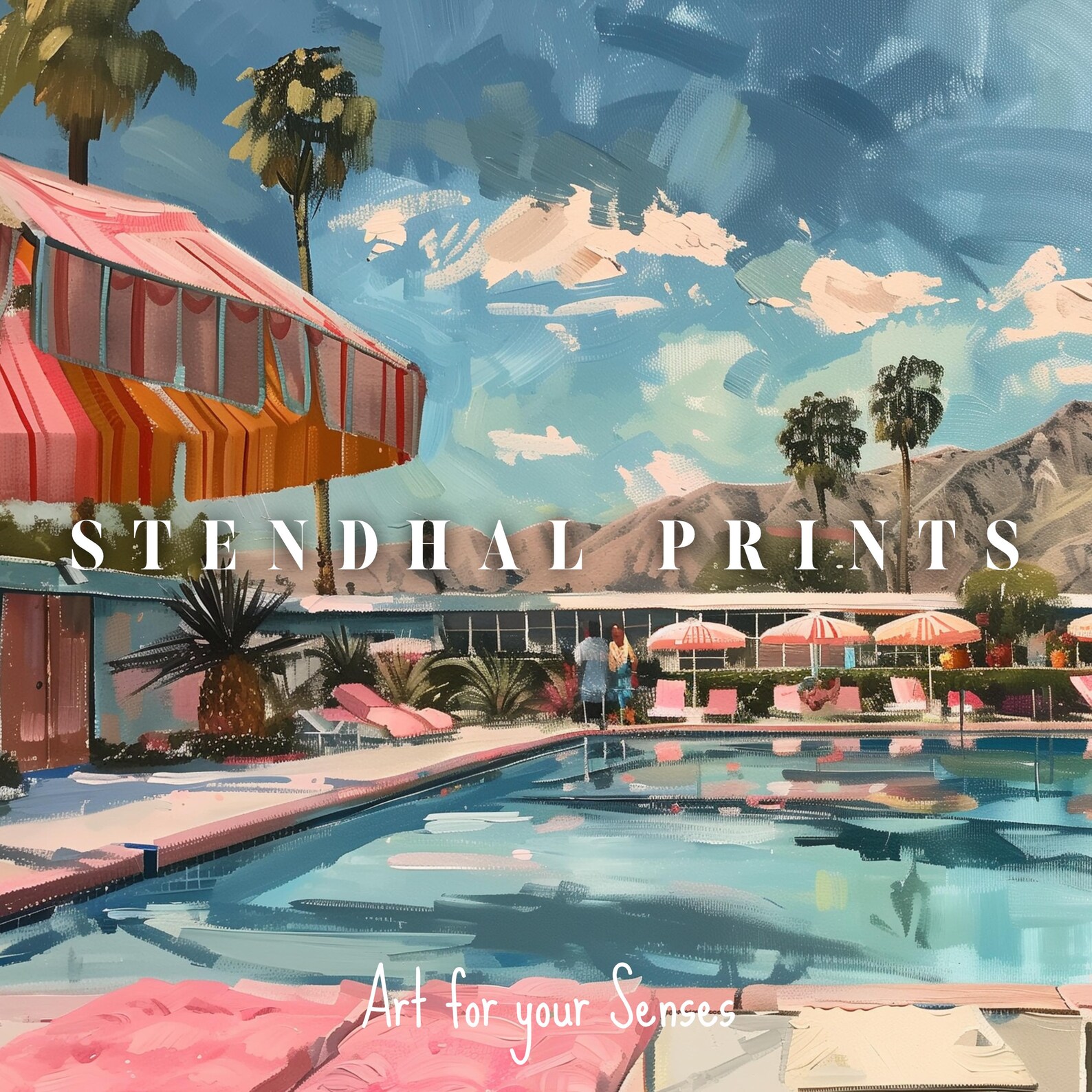 Vintage Art "retro Poolside" Digital Print | Mid-century Modern Wall ...