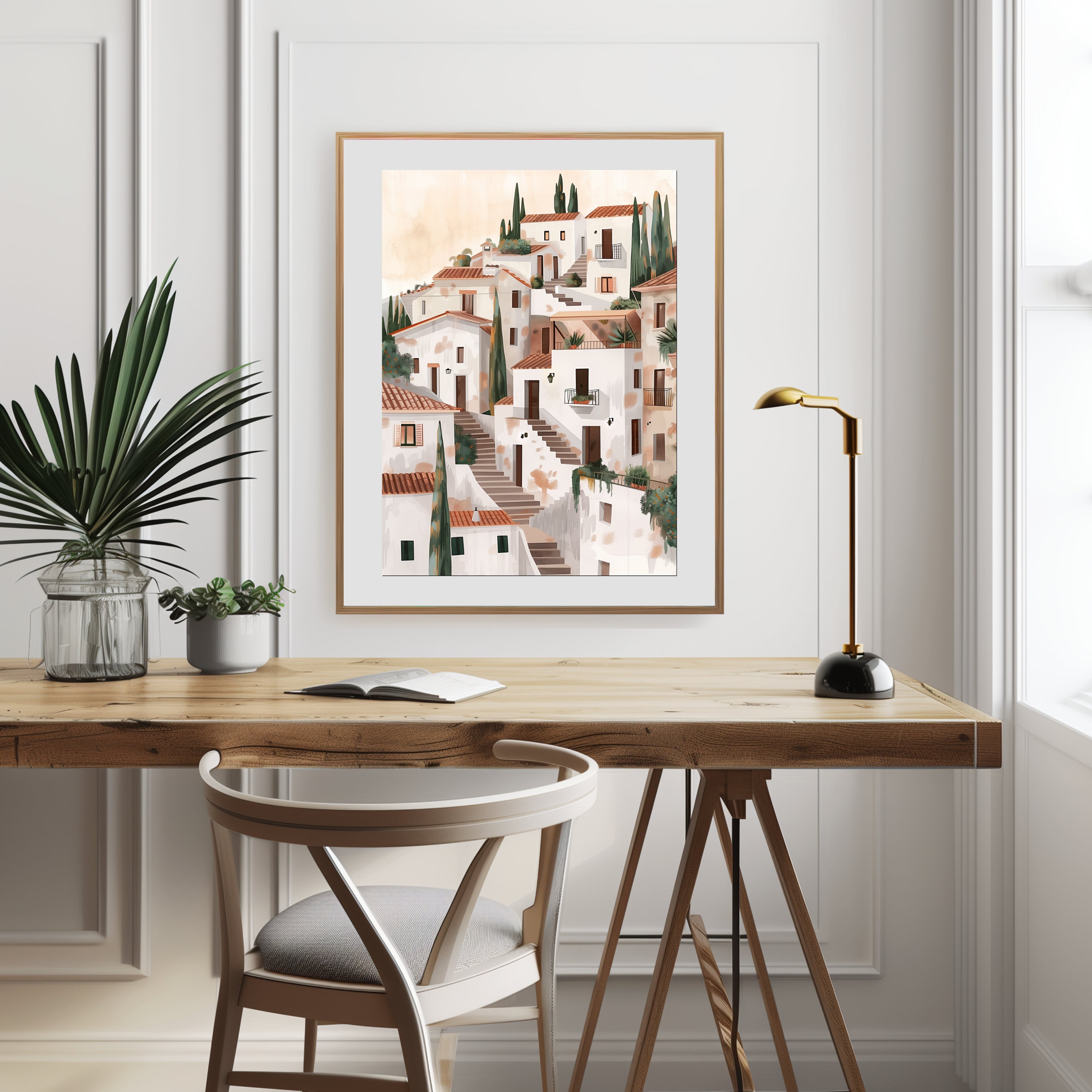 Serene Village Scenery Wall Art "mediterranean Calm" Art Print ...
