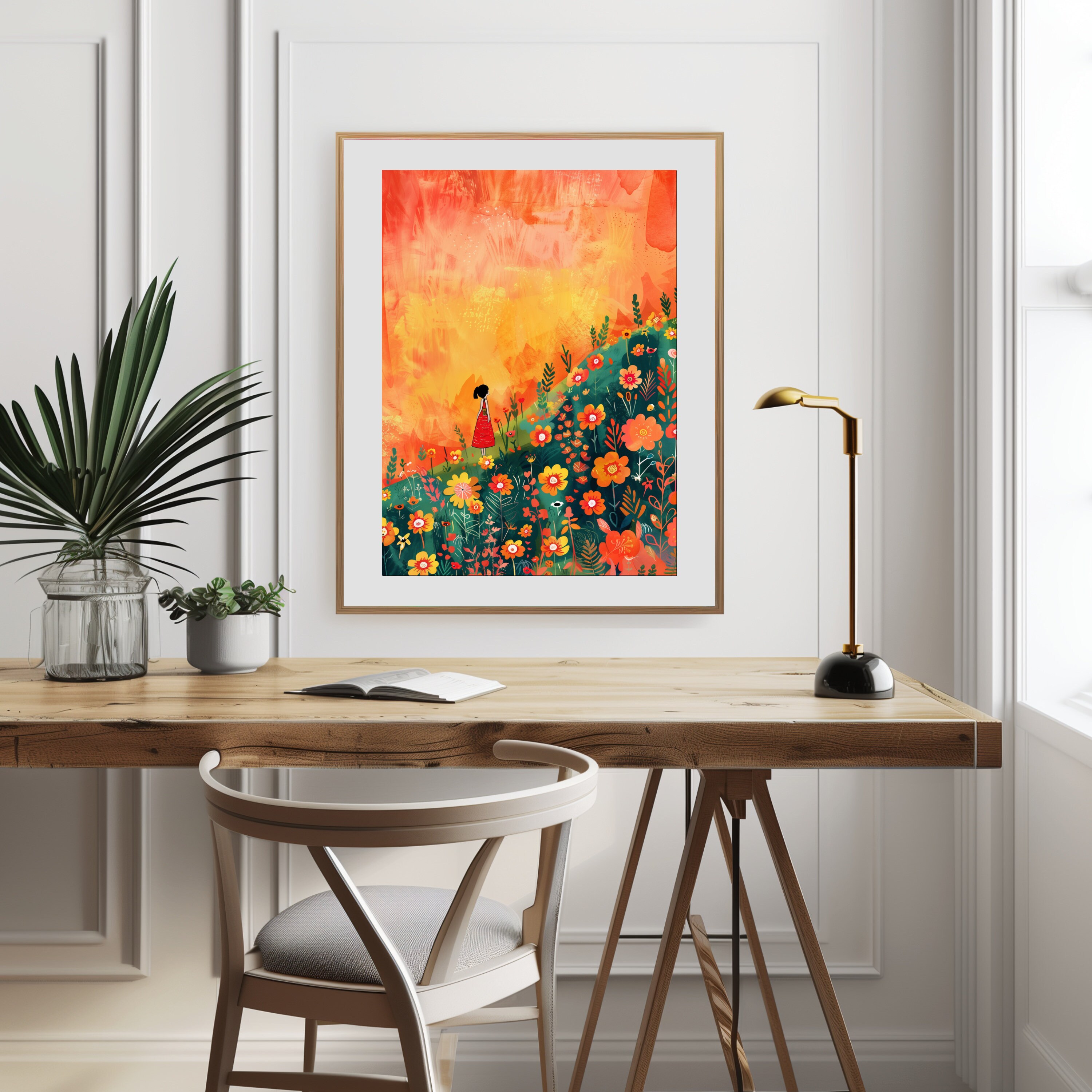 Botanical Illustration "stroll Among Flowers" Art Print | Colorful ...