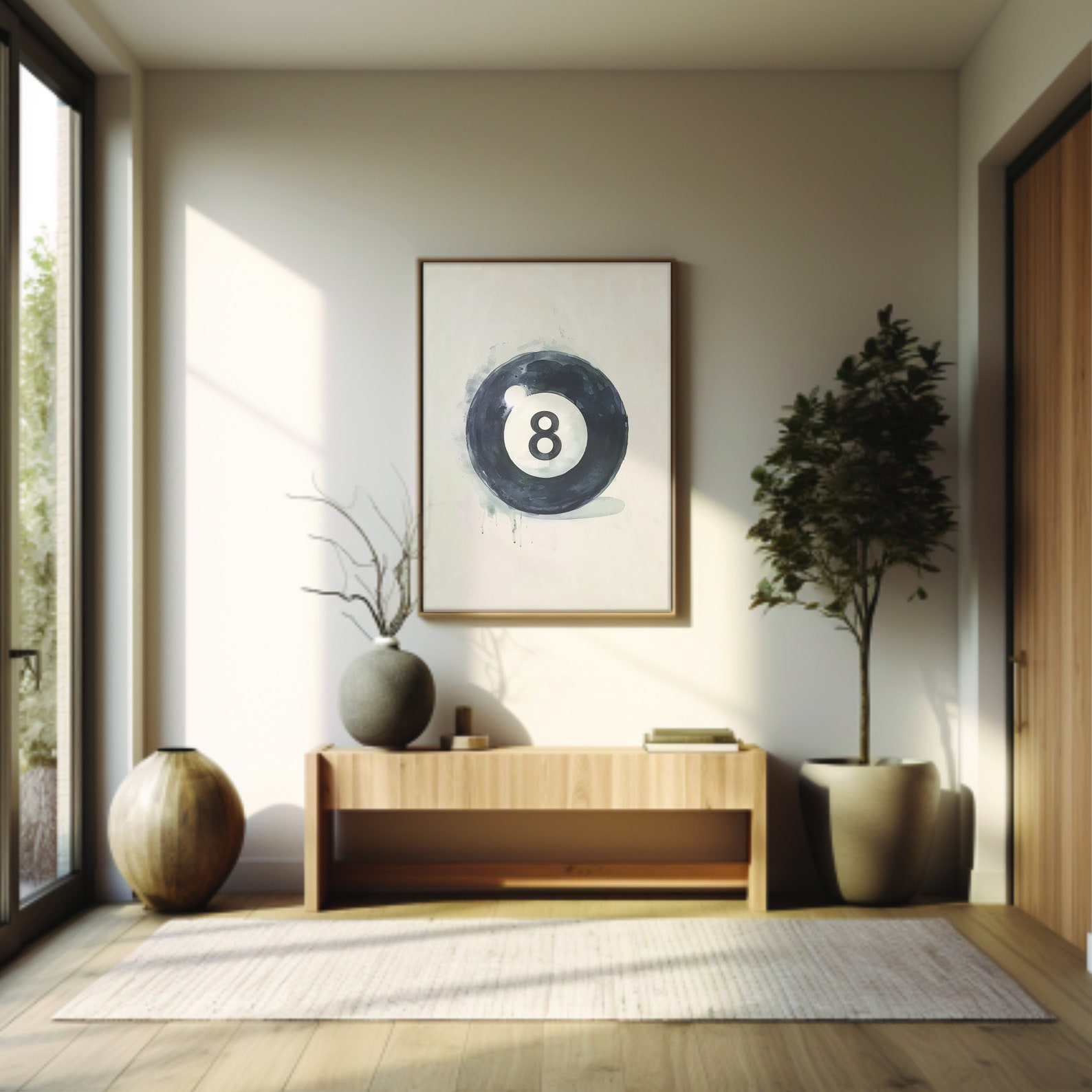 Elegant Billiards Decor 'black Eight Ball' Watercolor Art | Pool Room ...