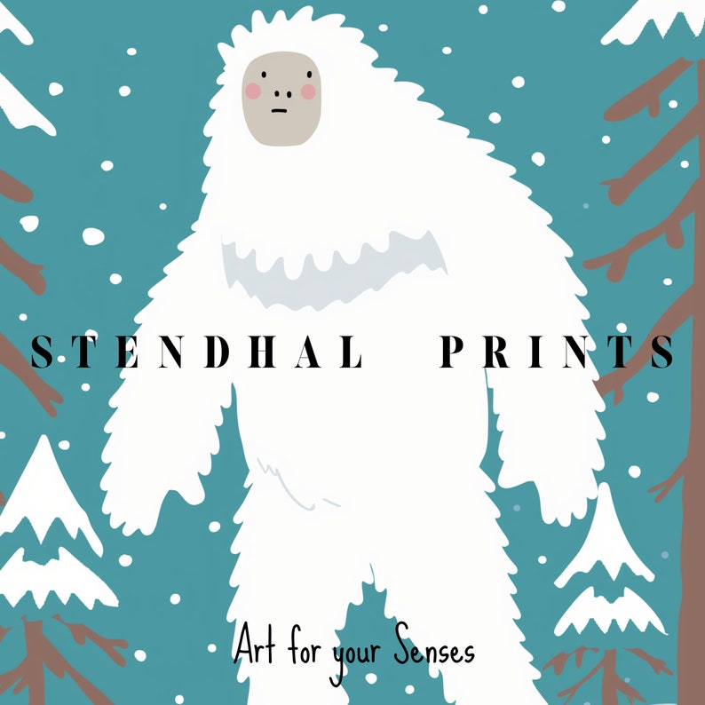 Believe Yeti Digital Print Wall Art 'winter Myth' | Whimsical Snow ...