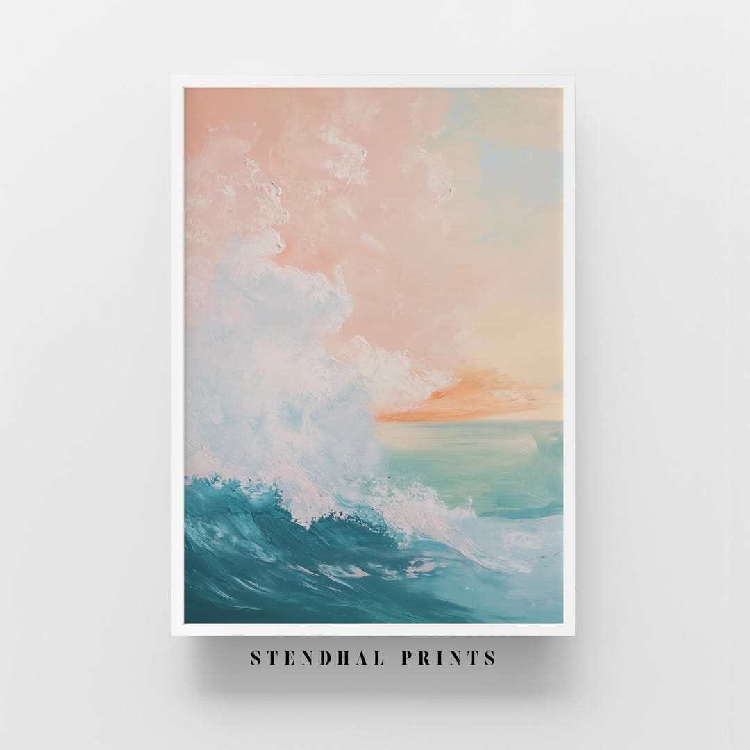 Pastel Ocean Wave Art Print | Coastal Wall Decor | Beach House Wall Art ...