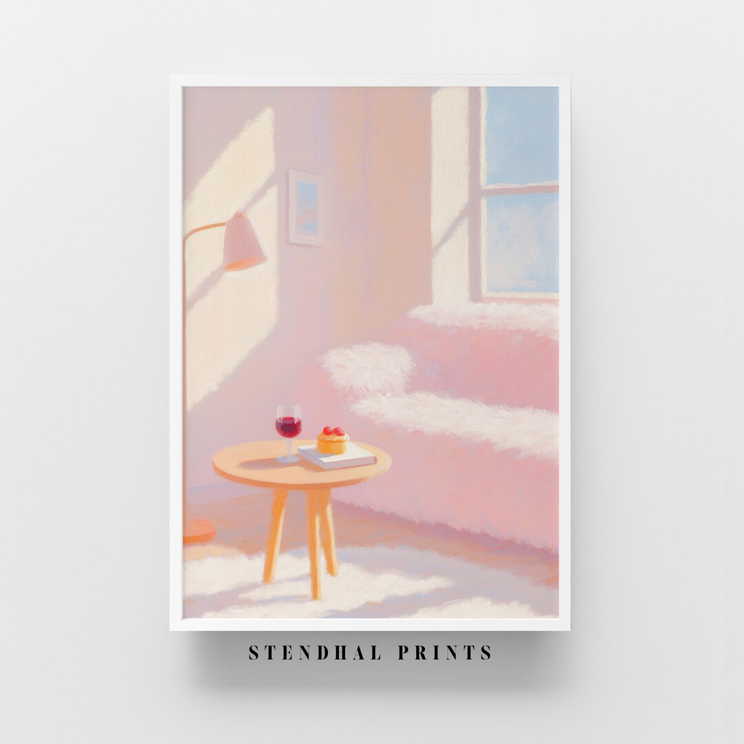 Astel Cozy Corner Art Print - Minimalist Room Decor With Soft Sunlight ...