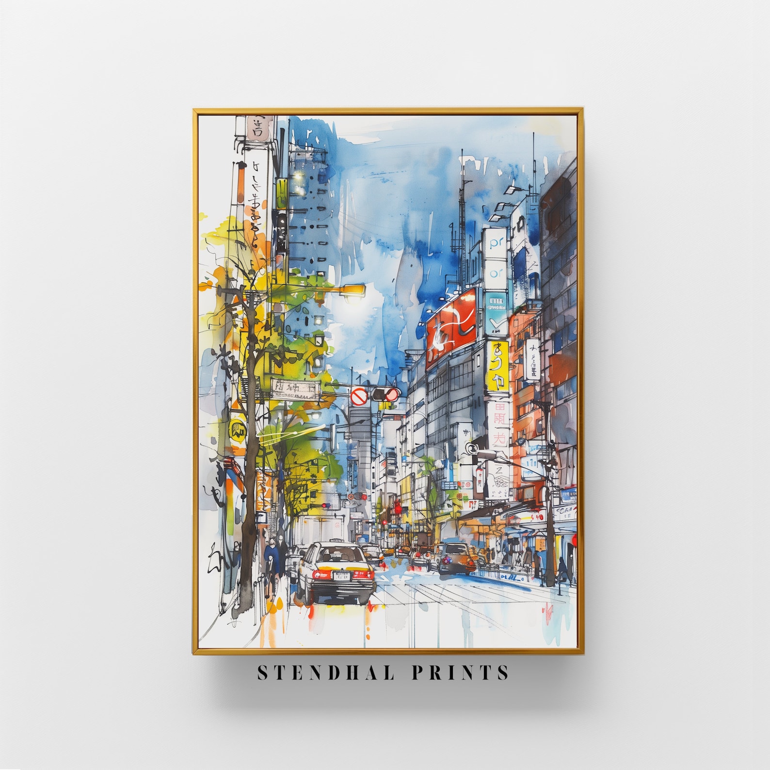 City Life Art "urban Daylight Watercolor" Print | Bustling City Life ...