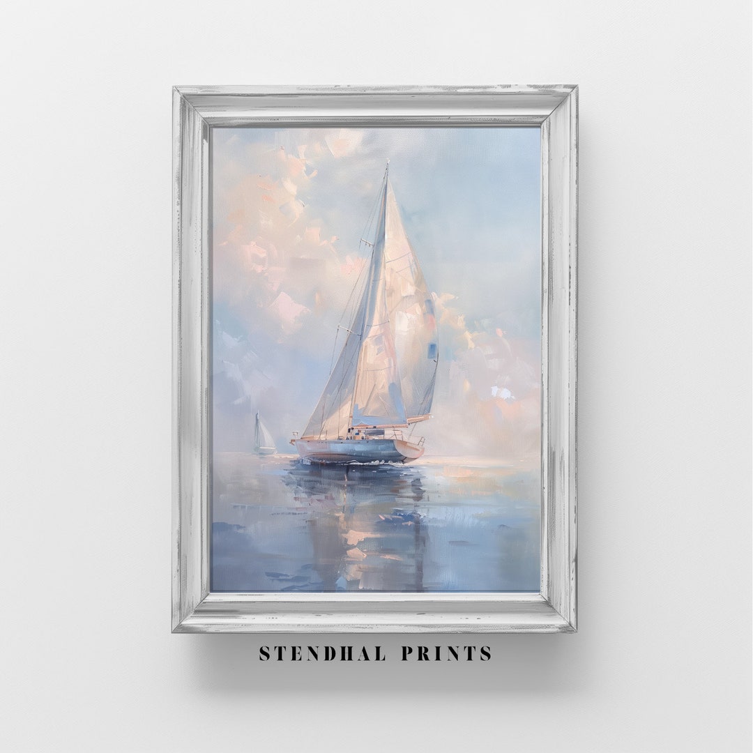 Sail Into the Dreamscape Vintage Painting | Nautical Wall Decor ...