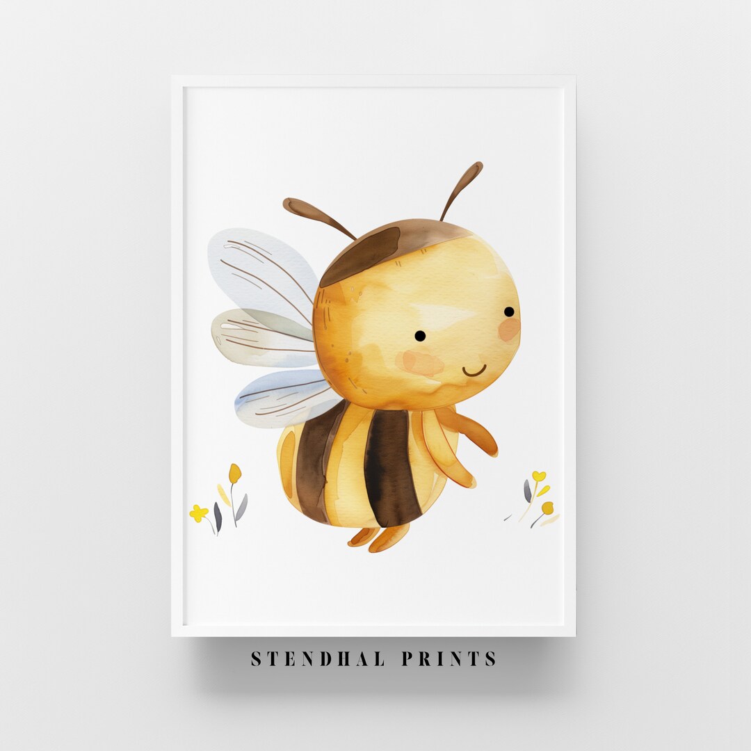 Whimsical Bee Watercolor Art Print "bee's Bliss" Nursery Decor ...