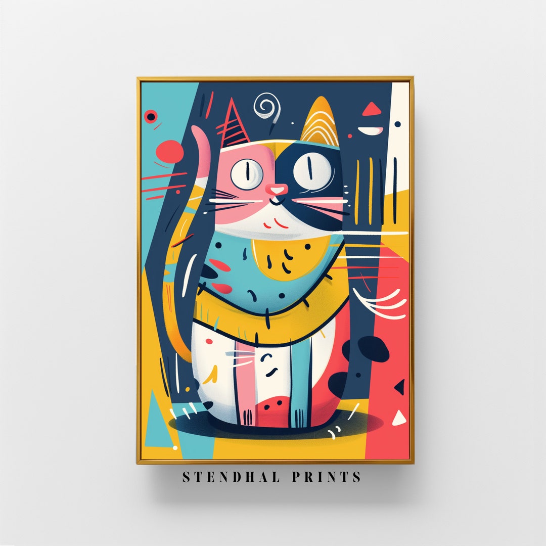 Colorful Cat Wall Art | Art "playful Cat" Digital Print | Kids Room ...