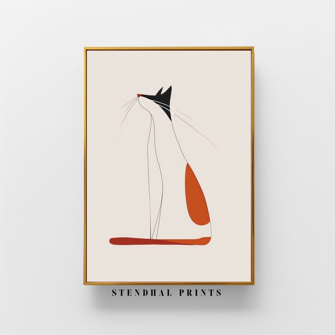 Minimalist Cat Art "feline Elegance" Digital Print Modern Wall Art ...