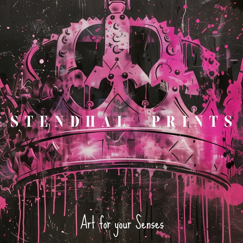 Street Style Monarch Print "urban Crown" Graffiti Crown Art | Pink and ...