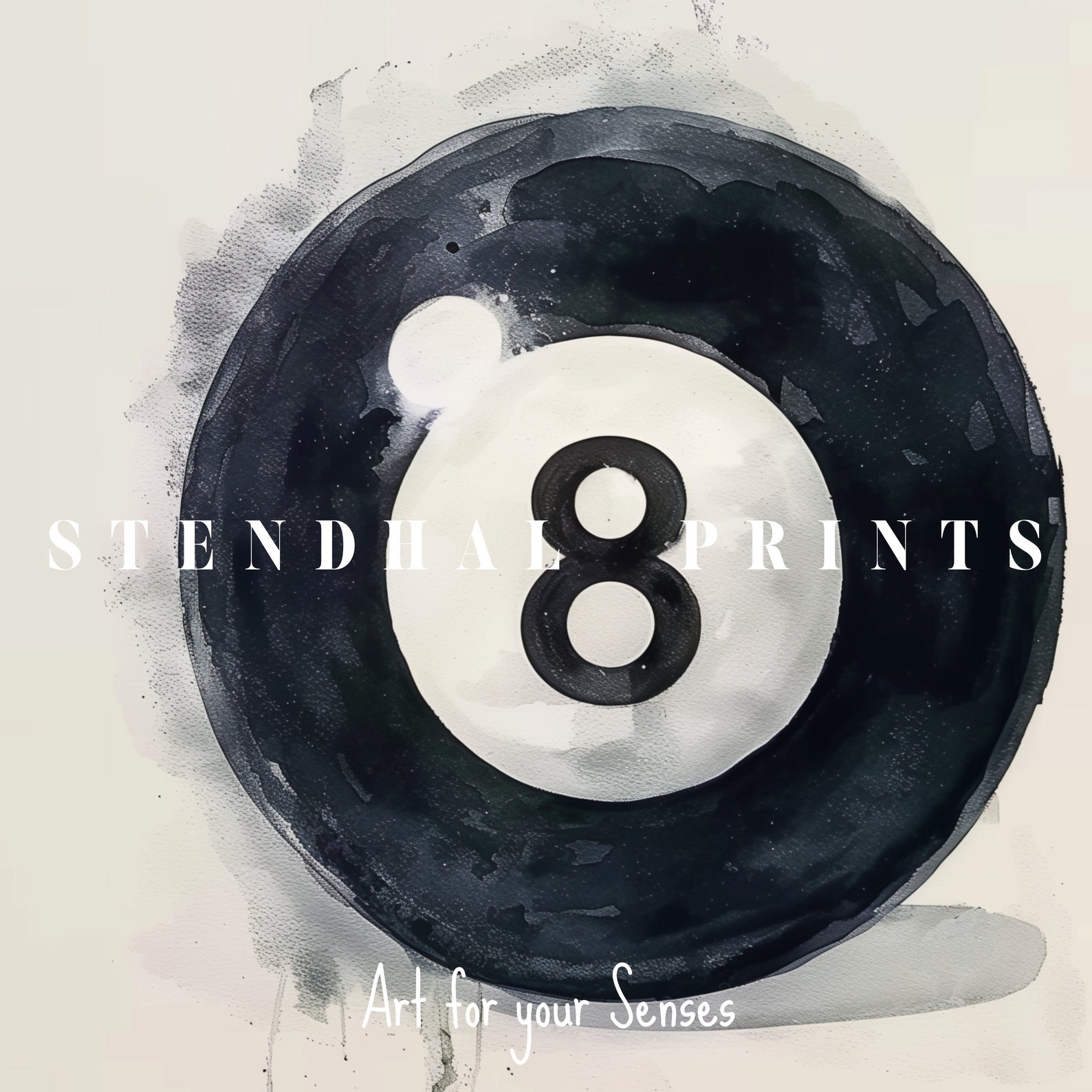 Elegant Billiards Decor 'black Eight Ball' Watercolor Art | Pool Room ...