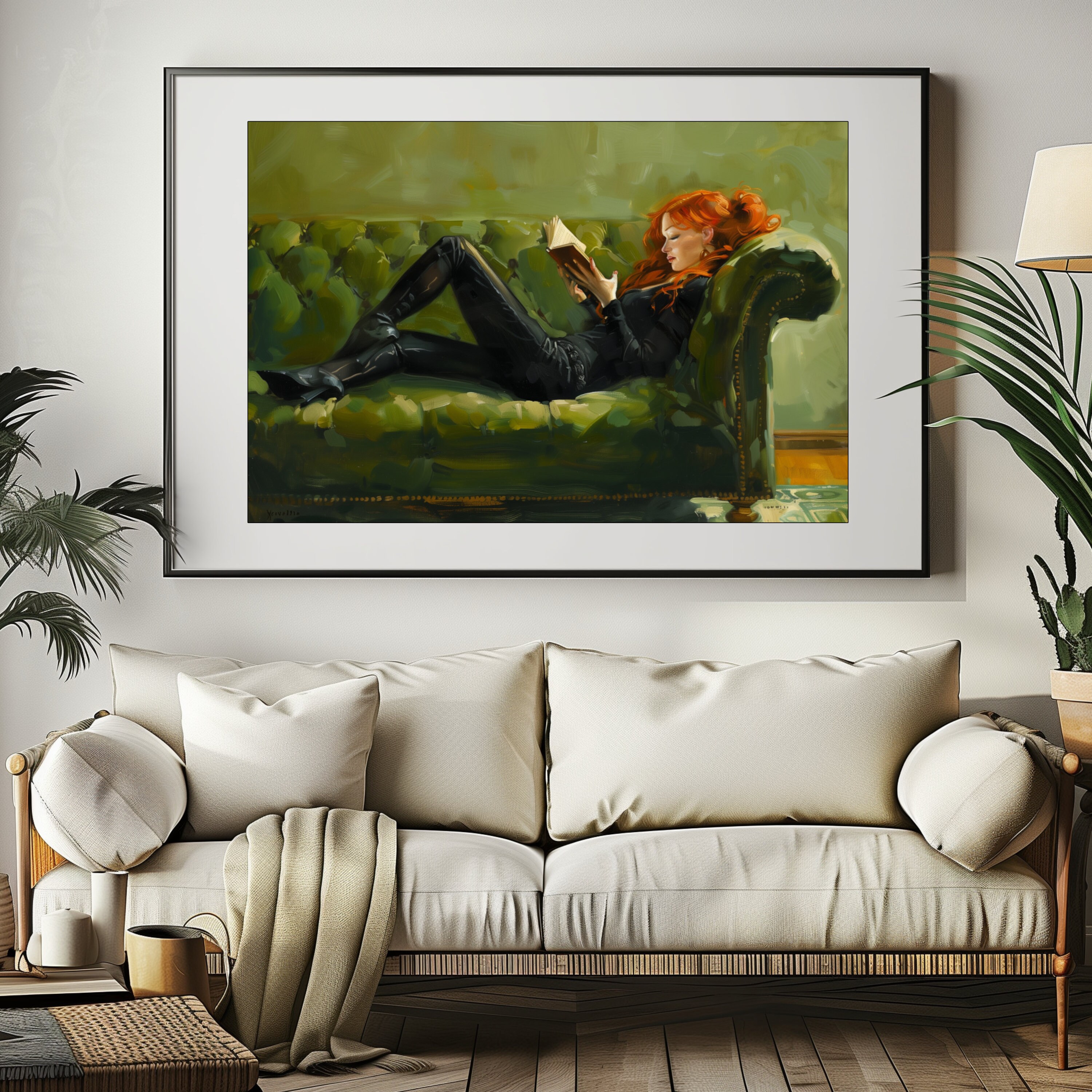 Cozy Reading Corner "reading Solace" Relaxed Woman Enjoying Literature ...