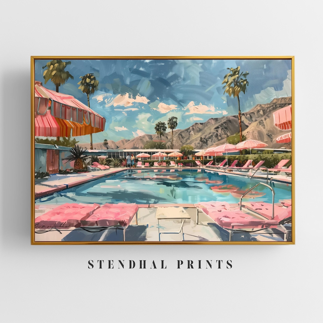Vintage Art "retro Poolside" Digital Print | Mid-century Modern Wall ...